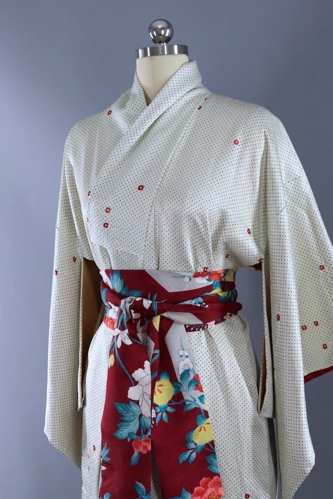Vintage White Shibori Silk Kimono Robe – ThisBlueBird