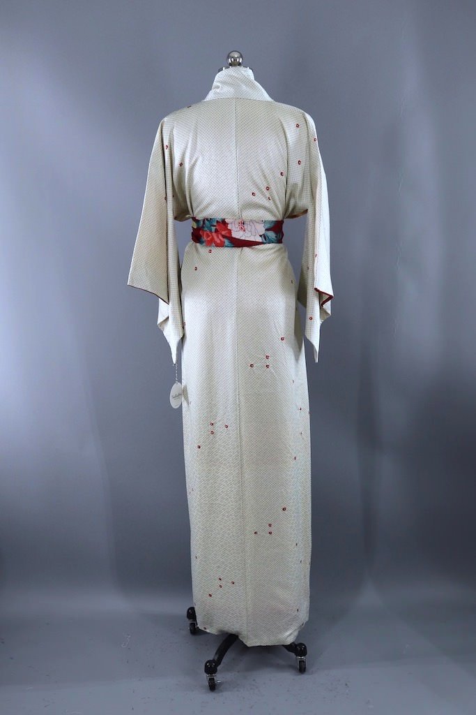 Vintage White Shibori Silk Kimono Robe – ThisBlueBird